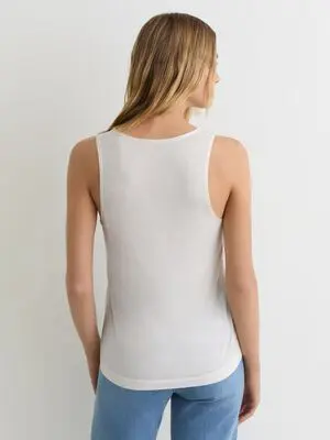 REISS Silk-front Cami Top - White