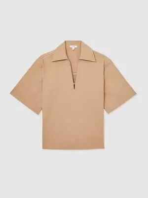 REISS Craft Stitch Collared Cotton Blend Top