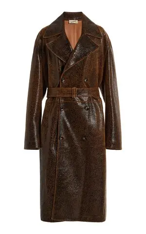 SANDERLAK Belted Leather Trench Coat