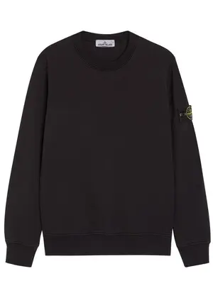 Stone Island Logo Cotton Sweatshirt - Black
