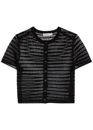 Simkhai Holli Textured Lace Cropped Top - Black