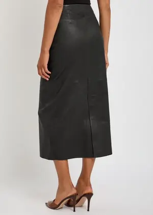 Simkhai Raven Leather Midi Pencil Skirt
