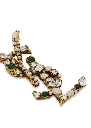 Saint Laurent Cassandre Stone-embellished Brooch