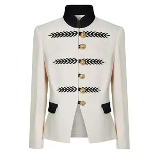 THE EXTREME COLLECTION Neutrals / Ivory Military Blazer With Embroidery Renata 01 - Black