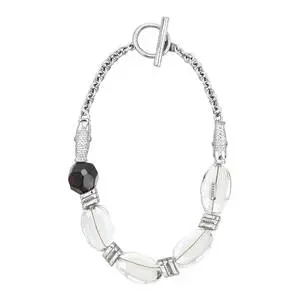 CORSO JEWELRY Silver / Red Biwa Garnet Silver Choker - Silver/red
