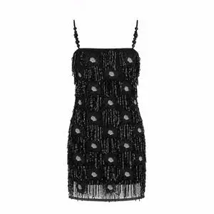 LALIPOP DESIGN Embroidered Sequin Tulle Mini Dress