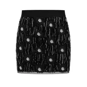 LALIPOP DESIGN Embroidered Sequin Tulle Mini Skirt