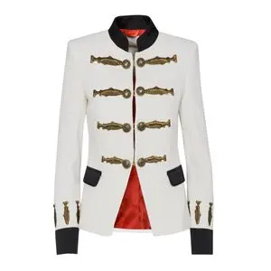 THE EXTREME COLLECTION Neutrals Ivory Military Tailored Blazer With Gold Embroidery Nuvola - White/yellow