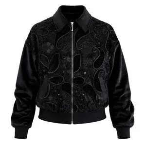 LALIPOP DESIGN Velvet Embroidered Bomber Jacket