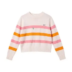 BRODIE CASHMERE Beach Embroidery Cashmere Crew Neck Jumper - Pink