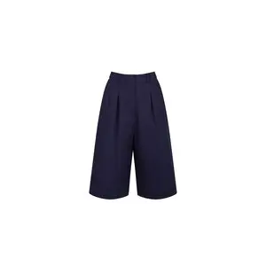 SHIKANZY Bermuda Shorts Navy High Waisted Japanese Cotton - Blue