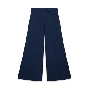 AMANDA THOMPSON COUTURE Navy & Red Pinstripe Wool Flared Trousers - Blue