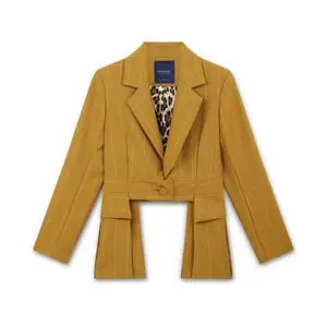 AMANDA THOMPSON COUTURE Andy Suit Jacket / Wool / Mustard Pinstripe - Yellow
