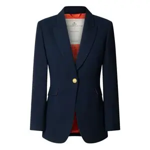 THE EXTREME COLLECTION Tailored Navy Blazer Single-button Atelier - Blue