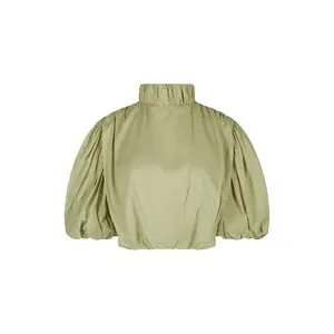 SHIKANZY Holly Balloon Soft Cotton Voile Crop Top Sage - Green