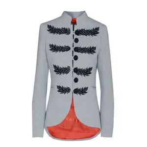 THE EXTREME COLLECTION Tailored Pearl Blazer With Black Embroidery Cipriani - Grey