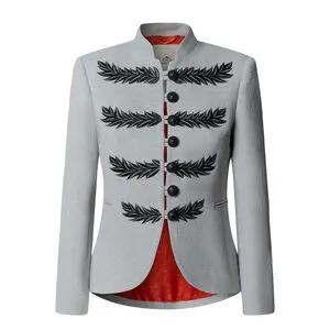 THE EXTREME COLLECTION Embroidered Cotton Blend Blazer - Grey