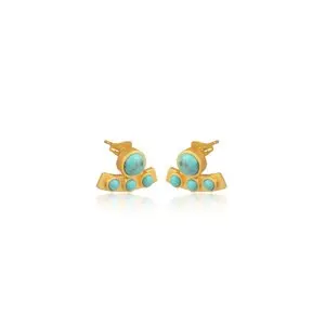 CHRISTINA GREENE Turquoise Curved Bar Stud Earrings - Blue