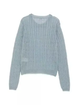 ROBERTO COLLINA Cable Knit Metallic Thread Sweater - Blue