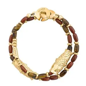 CORSO JEWELRY Mar De Suo Gold Bracelet Chedron Agate - Red