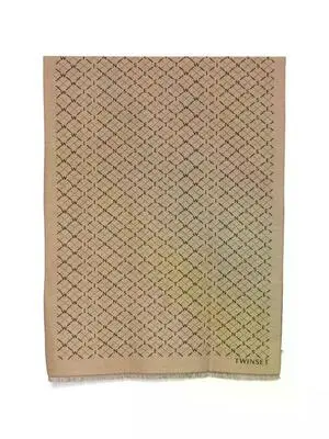 TWINSET Logo-print Frayed Scarf - Neutrals