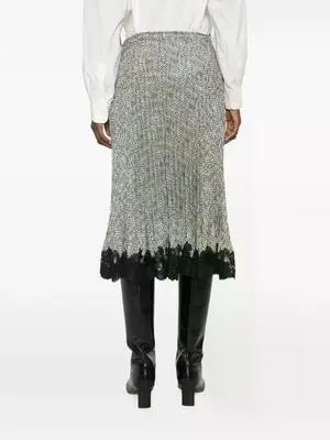 Ermanno Scervino Pleated Lace-trim Midi Skirt