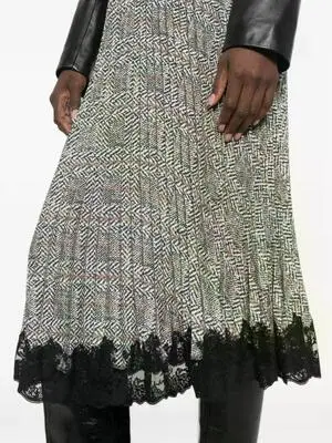 Ermanno Scervino Pleated Lace-trim Midi Skirt