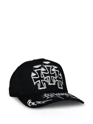 Ed Hardy Embroidered Mesh-panel Trucker Hat - Black