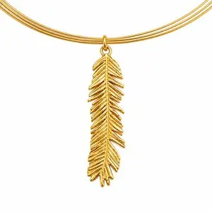 MOTHER NATURE JEWELRY Acacia Leaf Pendant Necklace, Handmade In Recycled Brass With 14k Plating - Gold
