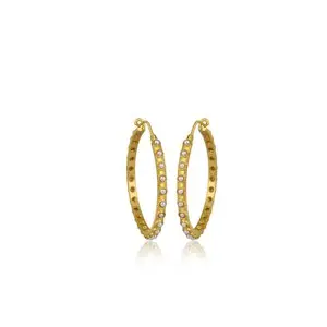 CHRISTINA GREENE Pearl Hoop Earrings - White