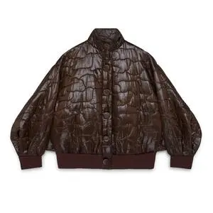 AMANDA THOMPSON COUTURE Ms K Bomber Jacket / Quilting / Chocolate - Brown