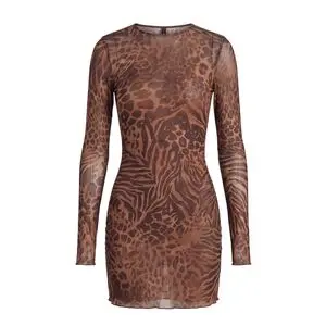 ALOMA STUDIO Brume Mini Mesh Dress Cheetah