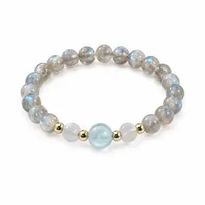 ORIGIN OF HEARTS Isla Bracelet With Aquamarine, Moonstone & Labradorite - Blue