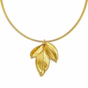 MOTHER NATURE JEWELRY Rose Leaf Pendant Necklace In 14k -plated Recycled Brass - Gold