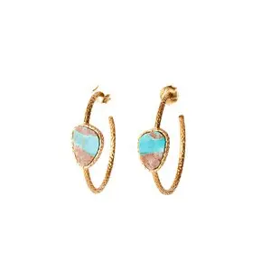CHRISTINA GREENE Hoop Earrings In Turquoise - Blue