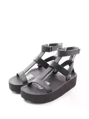 Hermès Enid H Buckle Leather Sandals - Black