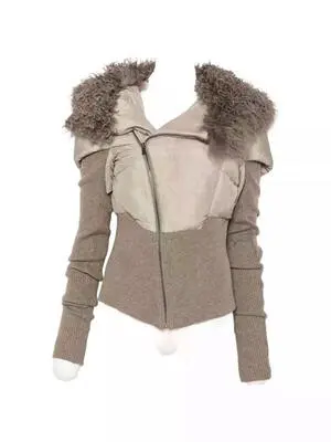 YEHUAFAN Shearling-trim Panelled Jacket - Neutrals