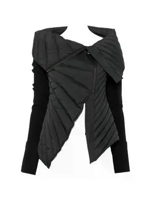 YEHUAFAN Quilted Asymmetric Puffer Jacket - Black