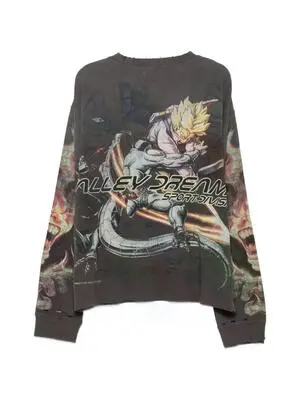 VALE FOREVER Graphic-print Distressed Top - Black