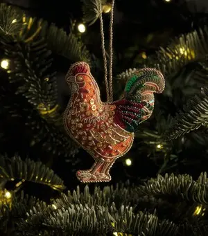 KATIE LARMOUR Beaded Cockerel Tree Decoration