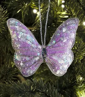 KATIE LARMOUR Sequinned Butterfly Tree Decoration