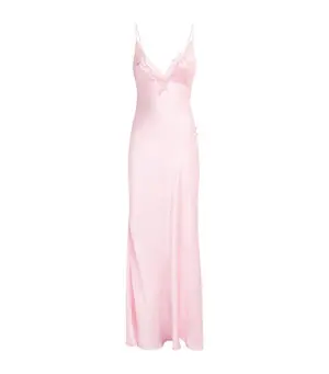 Rosamosario Silk Lace-trim Long Slip Dress - Pink