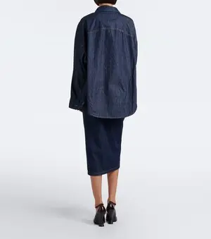 Dries Van Noten Draped Asymmetric Denim Midi Skirt