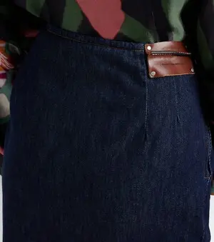 Dries Van Noten Draped Asymmetric Denim Midi Skirt
