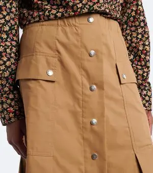 Moncler Pleated Cotton-blend Midi Skirt