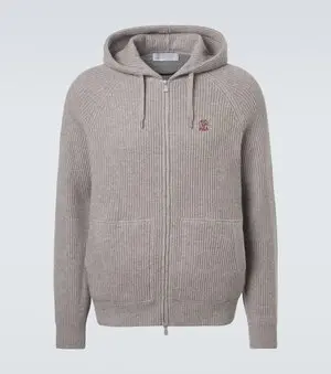 Brunello Cucinelli Ribbed-knit Cashmere Zip-up Cardigan - Beige