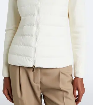 Moncler Down-paneled Virgin Wool Cardigan
