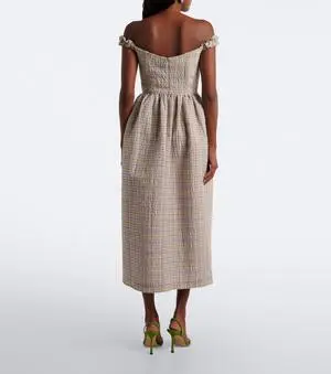 MARKARIAN Ginger Off-shoulder Seersucker Bustier Dress