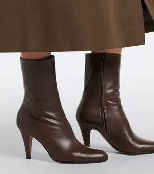 THE ROW Ornella Leather Ankle Boots