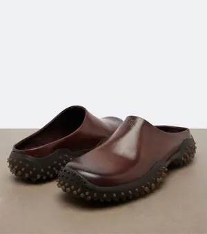Miu Miu Leather Mules - Brown